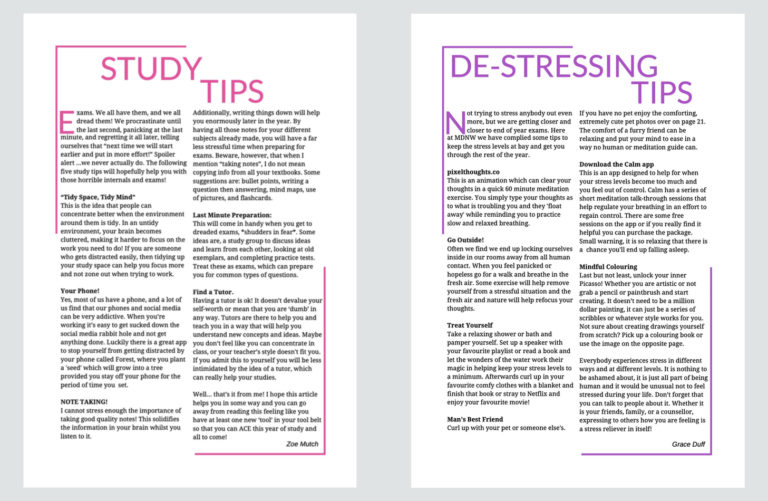 Entertaining & Useful Content for a Student-Led School Magazine ...