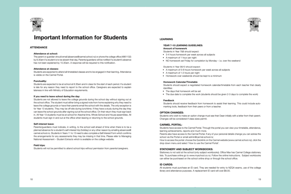 13 Great Features for Your School Student Diary! - Spacific Creative