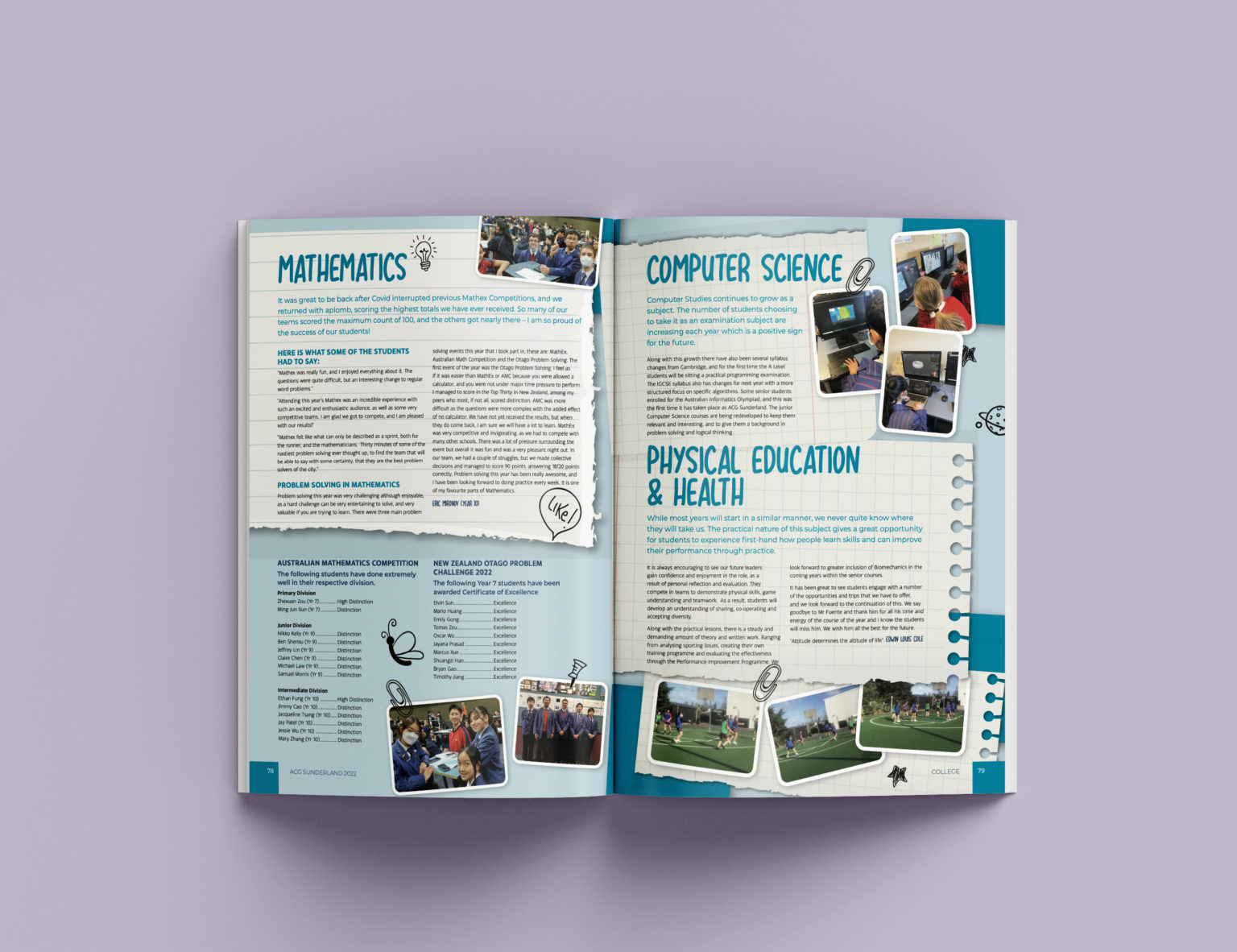 Blue School Yearbook Page Designs - Spacific Creative